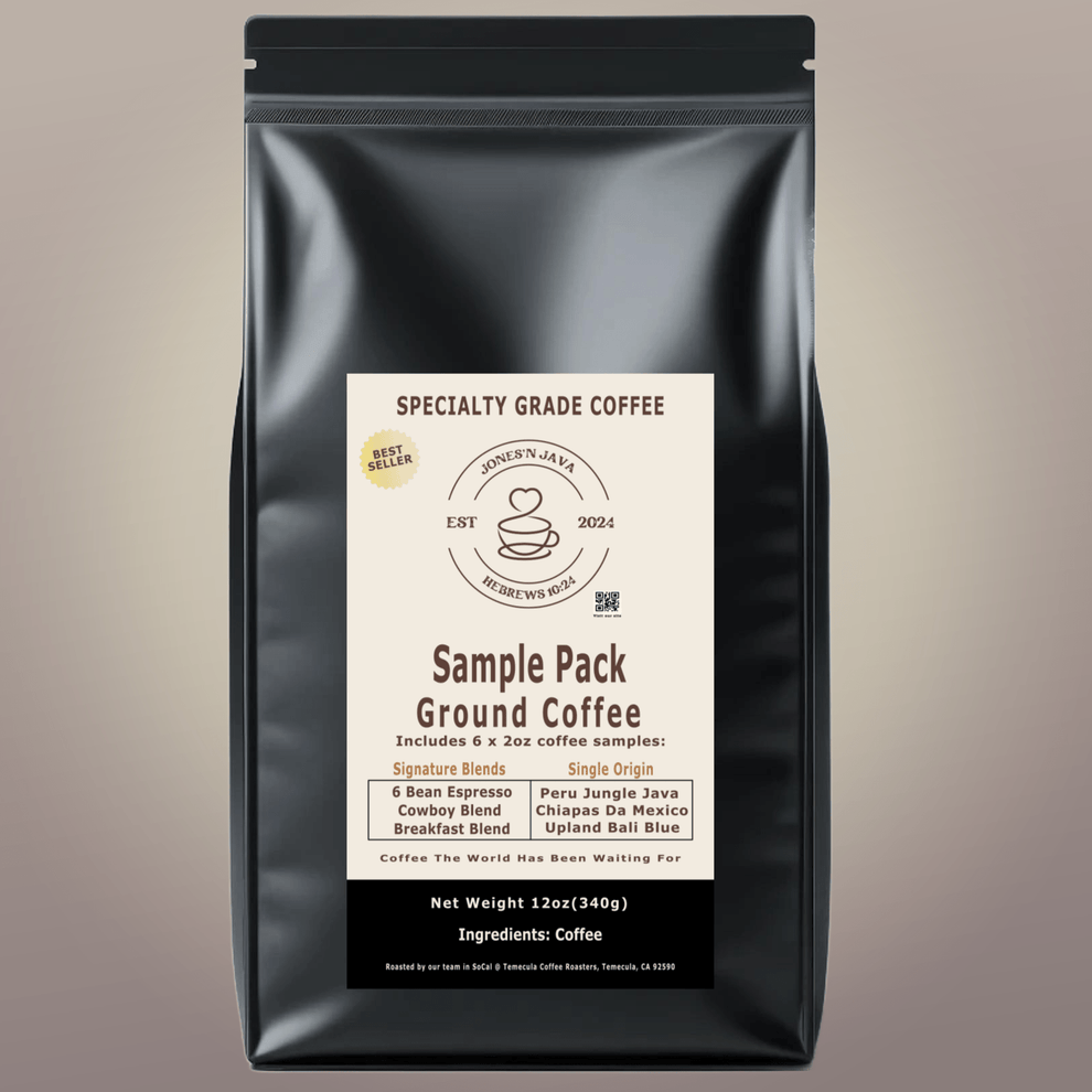 Specialty Coffee Sample Pack – 6 Ground Coffees (2oz Each) | Jones’N Java